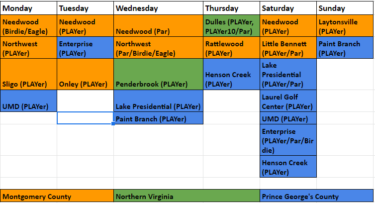 Class Schedule - First Tee - Greater Washington, DC